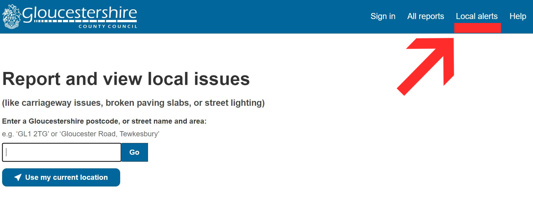 Fix My Street local alerts | Gloucestershire County Council